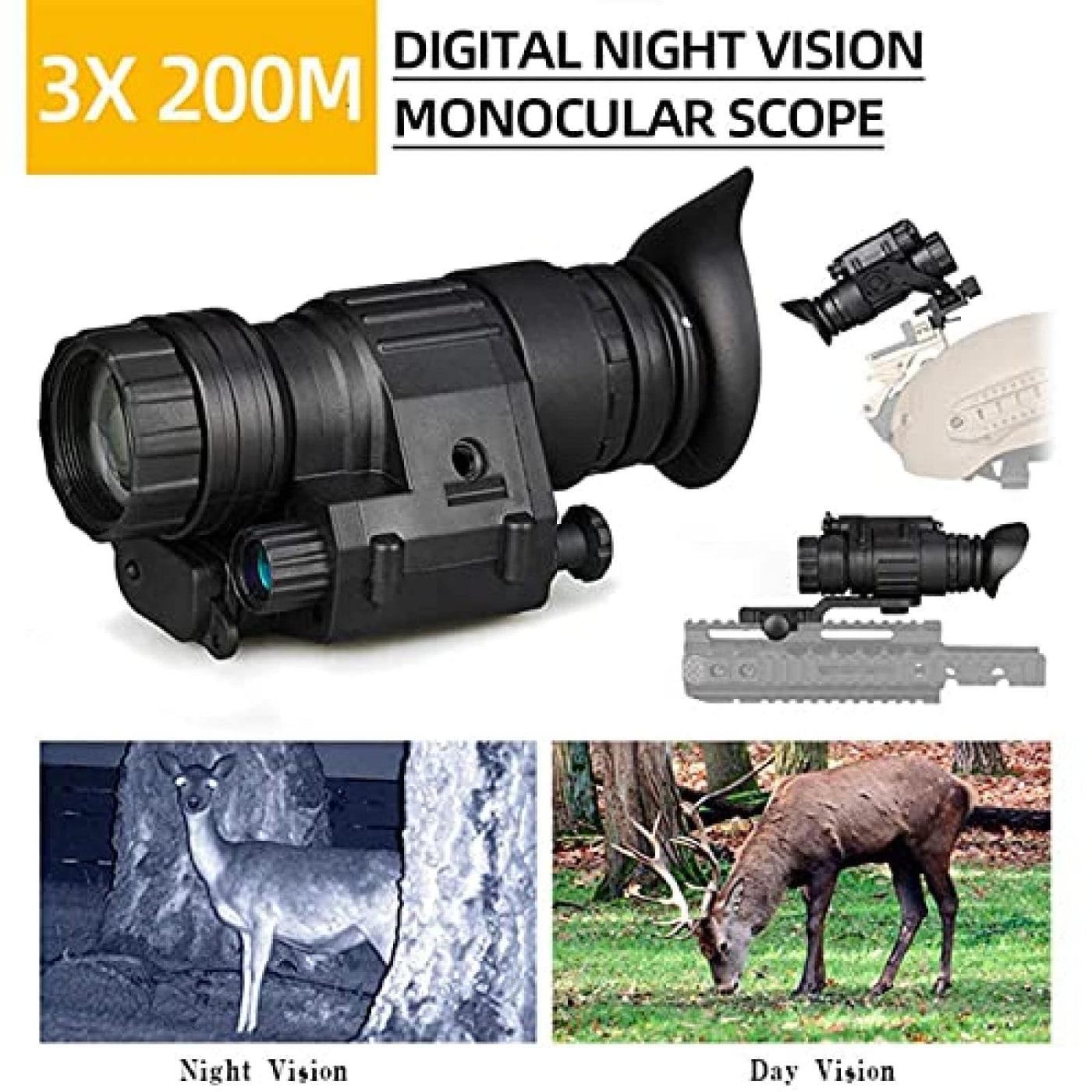 PVS-14 Head Mounted Shimmering Infrared Monocular Night Vision ...