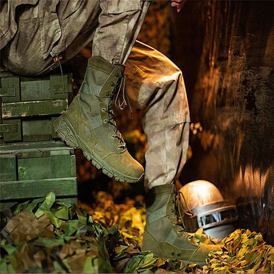 Tall Thick-soled Cross-country Tactical Training Military Boots ...